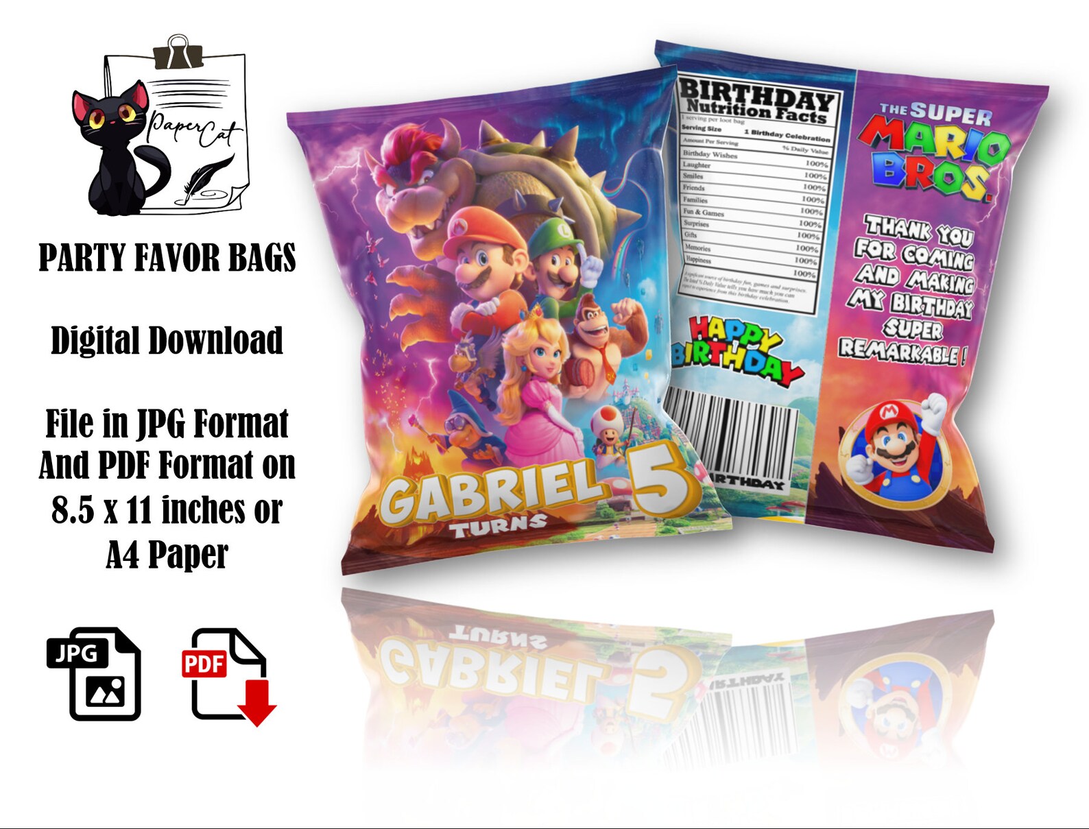 Printable Super Mario Bros Chip Bag and Super Mario Bros Party Favors ...