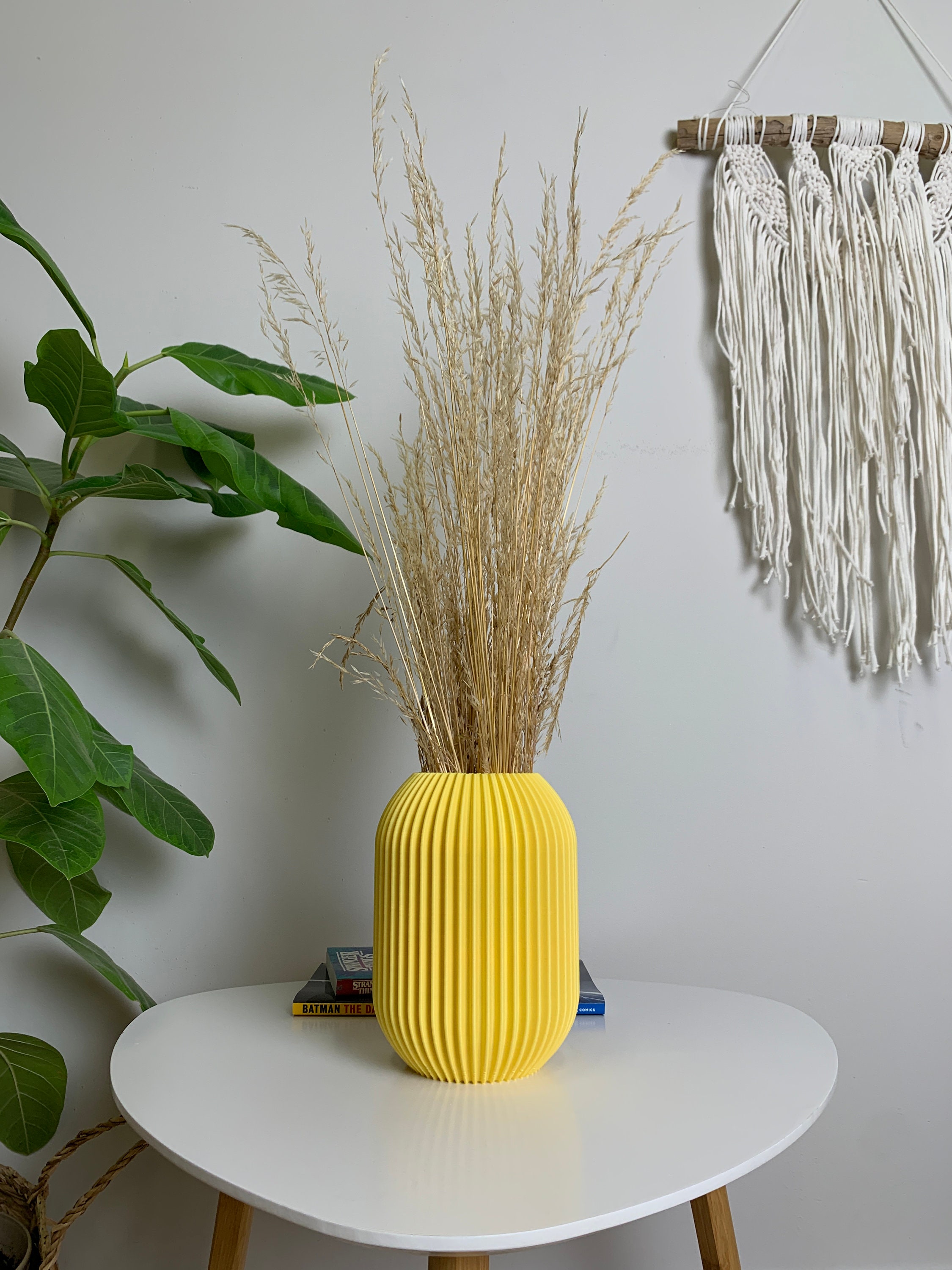 Yellow Flower Muse Vase Home Décor Vase Ribbed Modern Vase Handmade ...