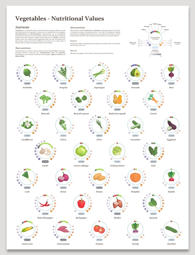 Vegetables - Nutrition Infographic Poster - Vegan Guide - Digital ...