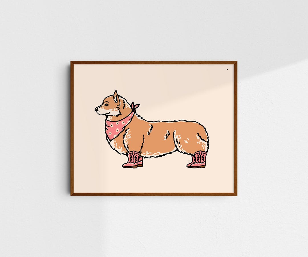 Corgi Cowboy Art Print, Western Dog Wall Art, UNFRAMED - Etsy