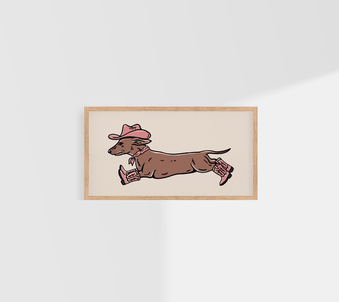 Dachshund Giclée Fine Art Print, Western Wall Art, Vintage Art, Cowboy ...