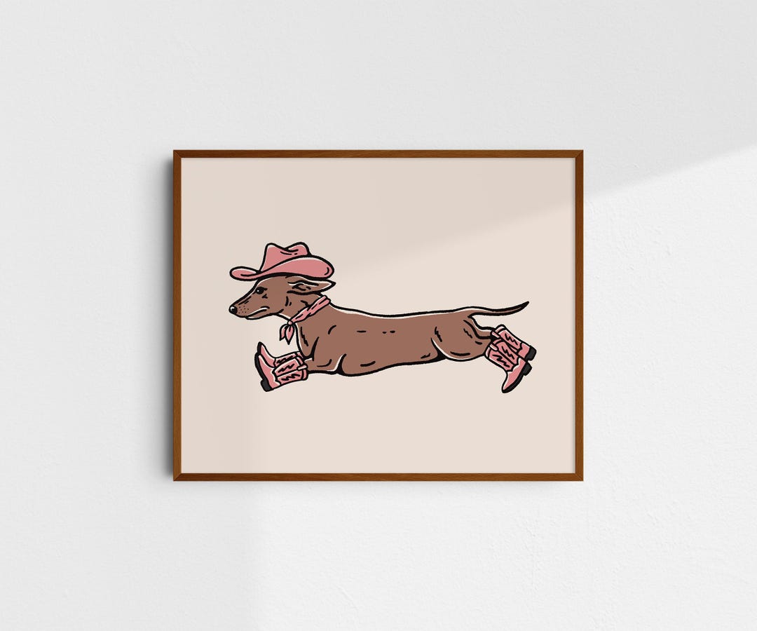 Dachshund Giclée Fine Art Print, Western Wall Art, Vintage Art, Cowboy ...
