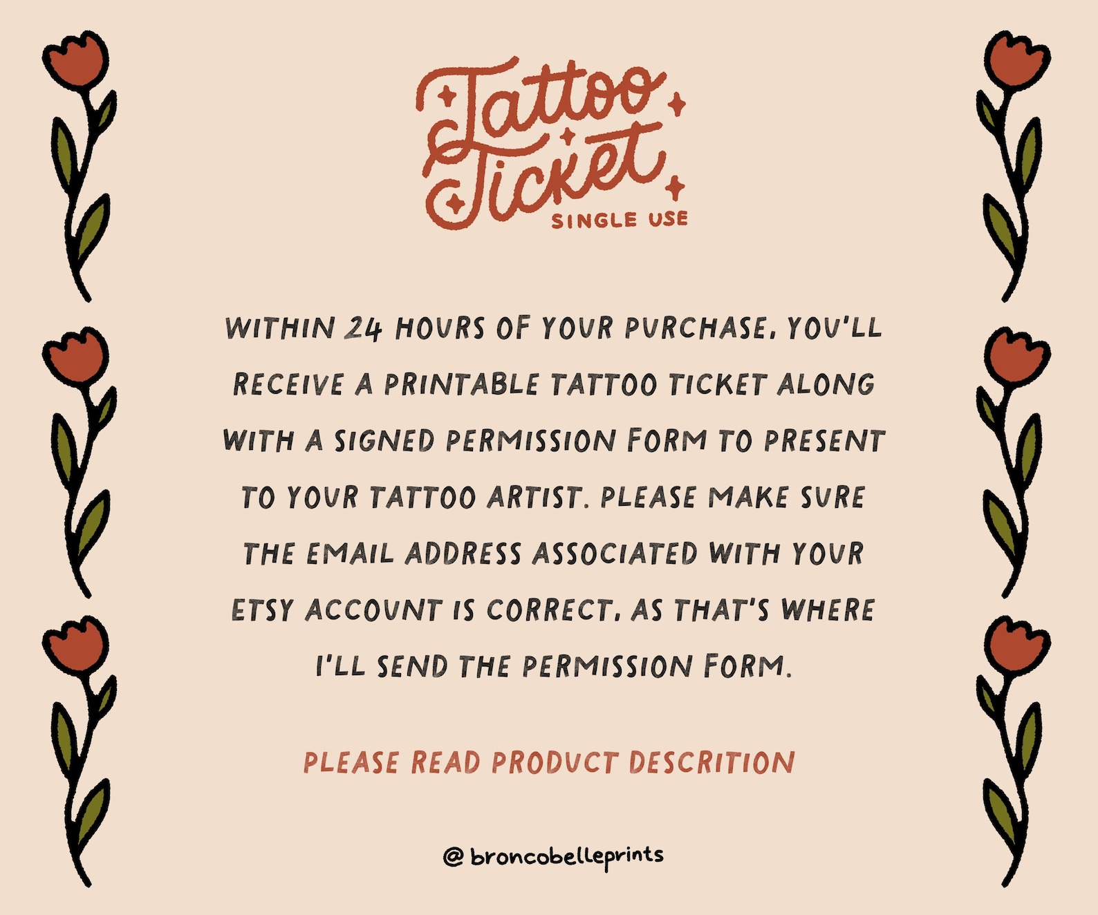 Tattoo Ticket - Tattoo Permission - Digital Download - Personal Use ...