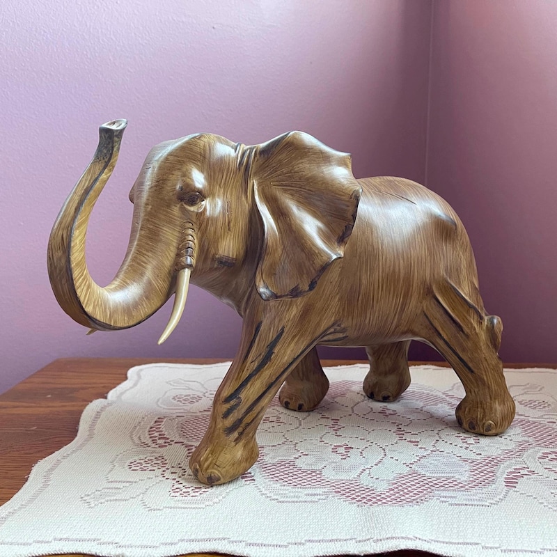 Carved Wood Elephant Large - Etsy