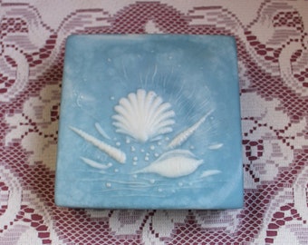 Vintage Incolay Stone Jewelry Box in Blue With White Relief 1950s and ...