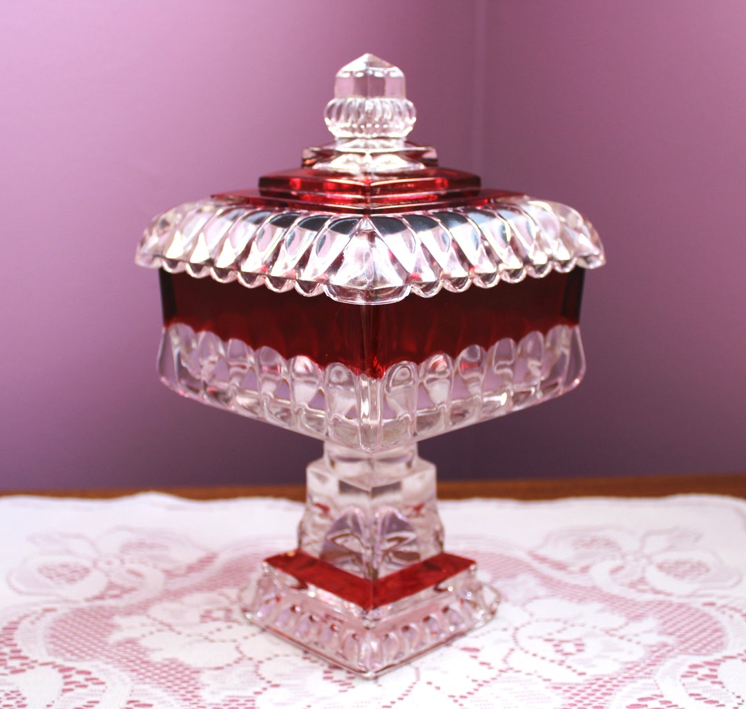 Large Vintage Westmoreland Ruby Red Wedding Candy Dish - Etsy