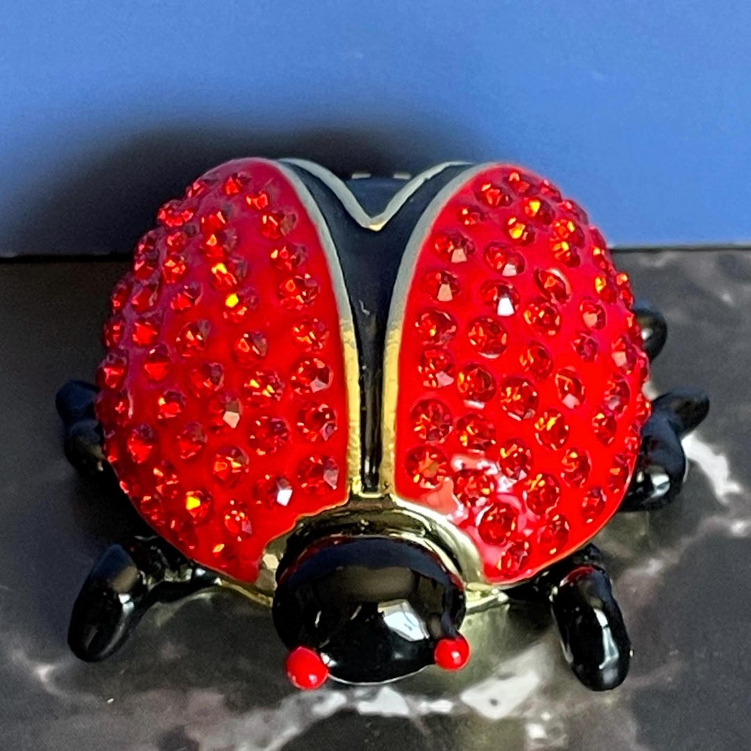 MINT Sparkling Ladybug Trinket Box – Enameled Metal With Red ...