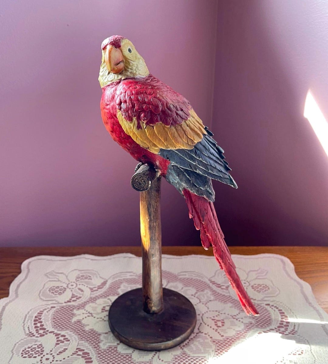 Vintage Macaw Parrot Statue – Hand-painted Resin Tropical Decor - Etsy