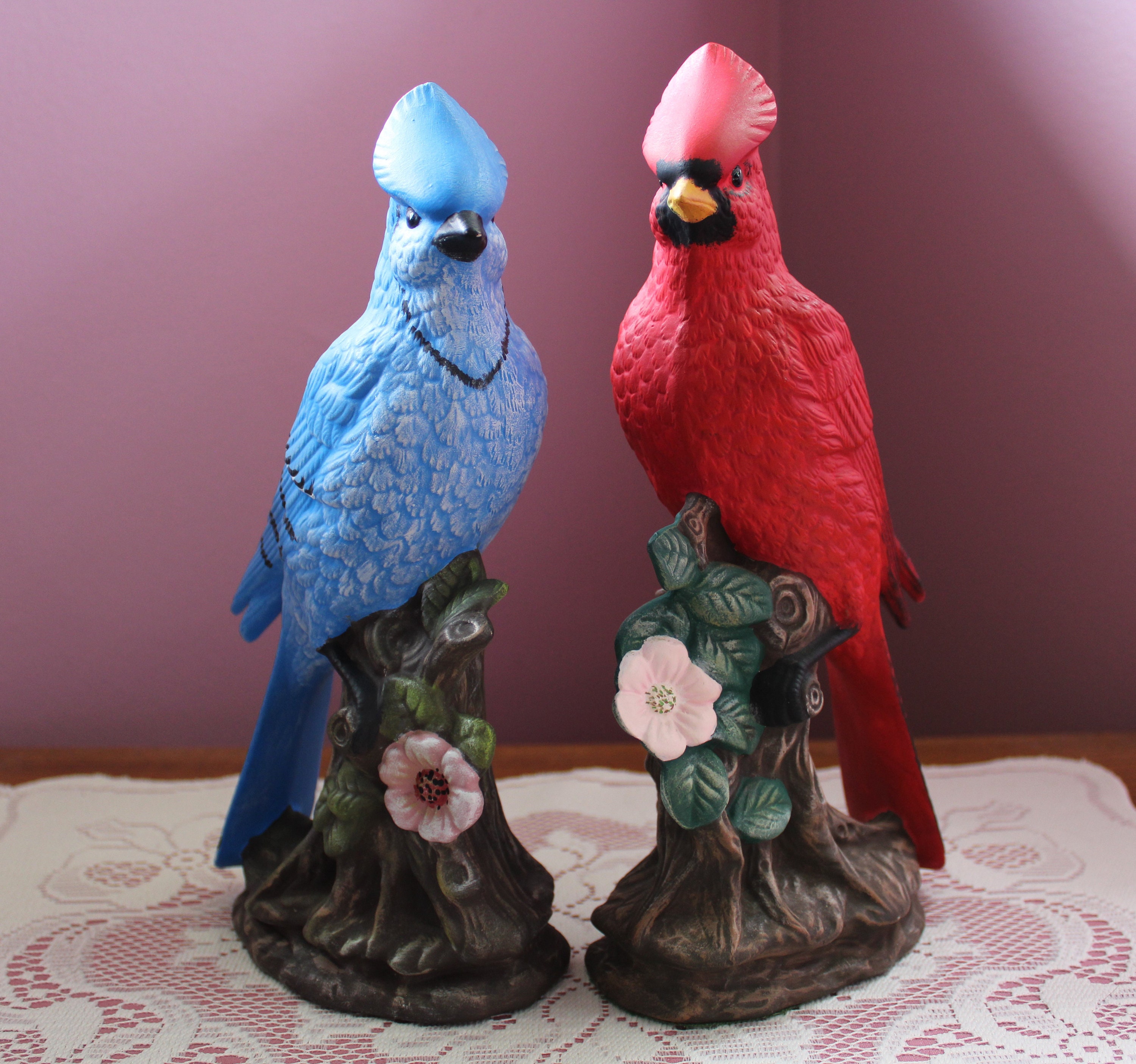 Cardinal and Blue Jay Ceramic Bird Set | Etsy