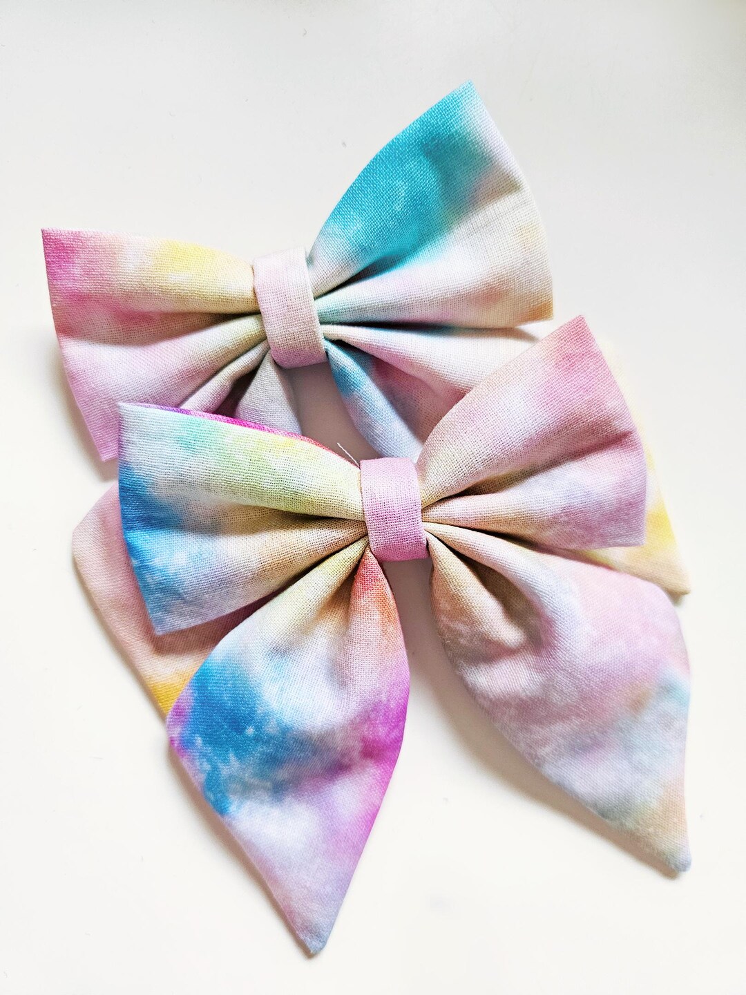 Handmade Bow Tie Clip With Tails Pack of 2 Tie Dye Pastel Design Gift ...