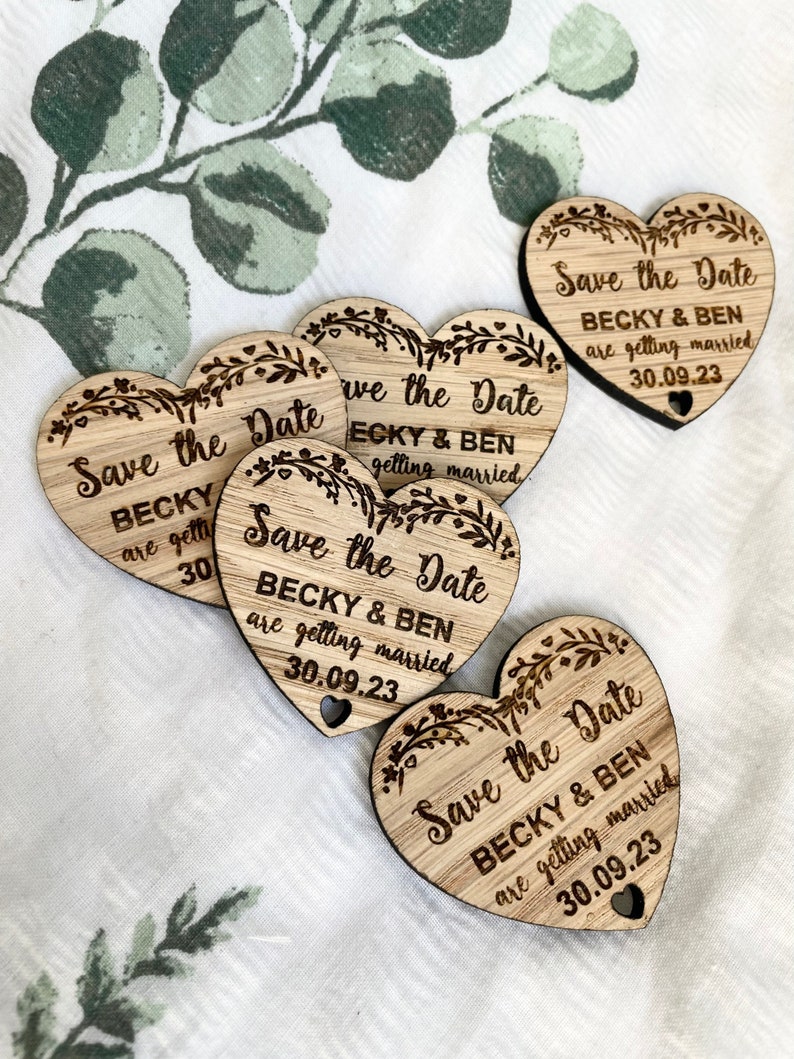 Oak Veneer Heart Save the Date Fridge Magnet - Etsy