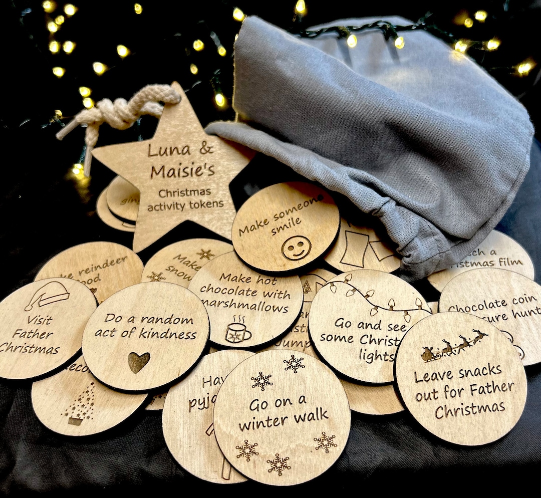 24 Christmas Activity Tokens. Christmas Advent Tokens With Personalised ...