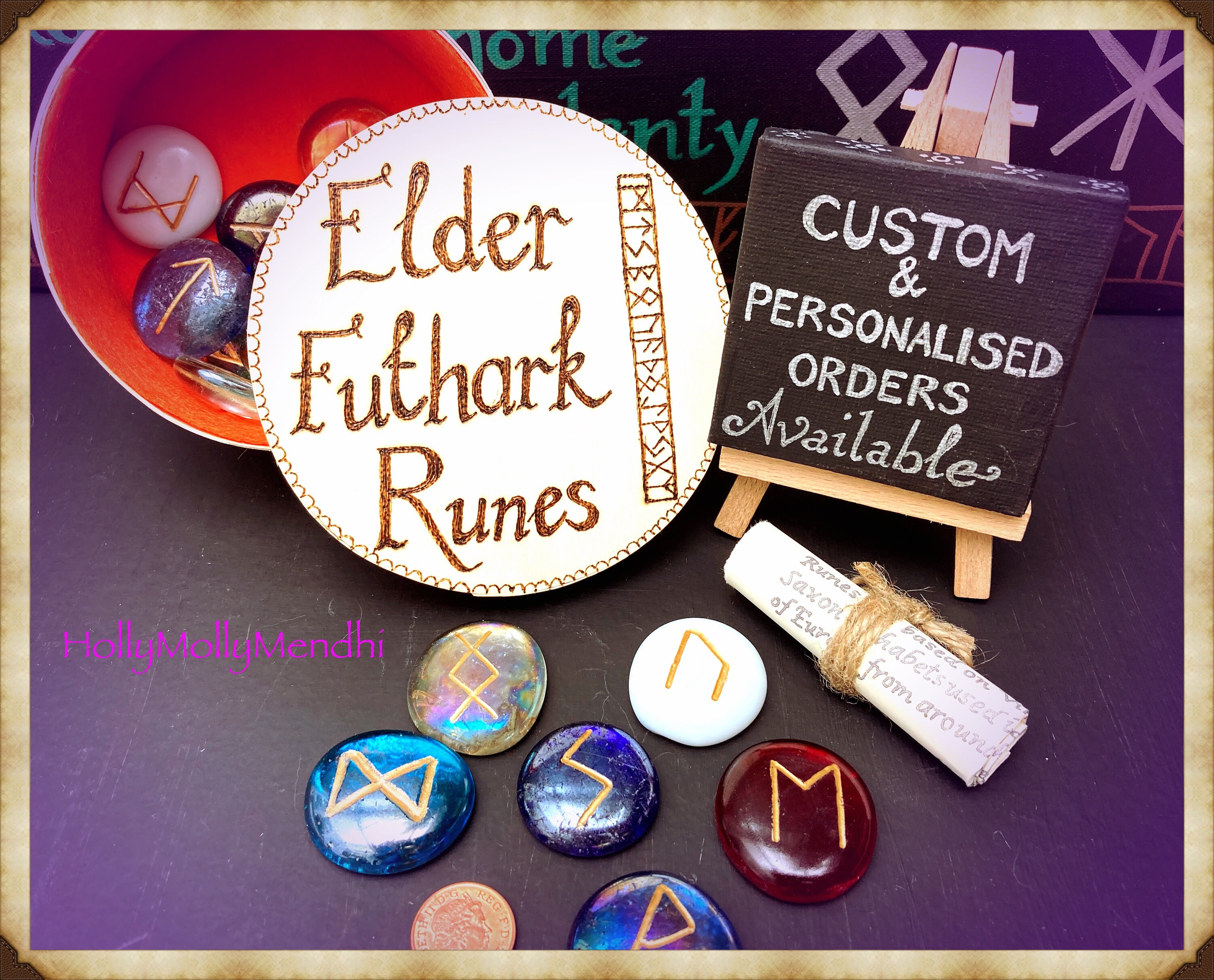 Engraved Glass Pebble Runes - Etsy