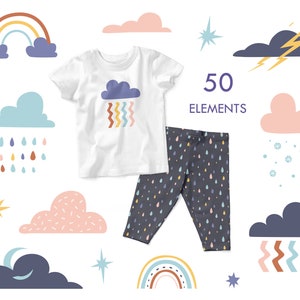 Clouds svg bundle Сloud digital background Sun and moon svg | Etsy