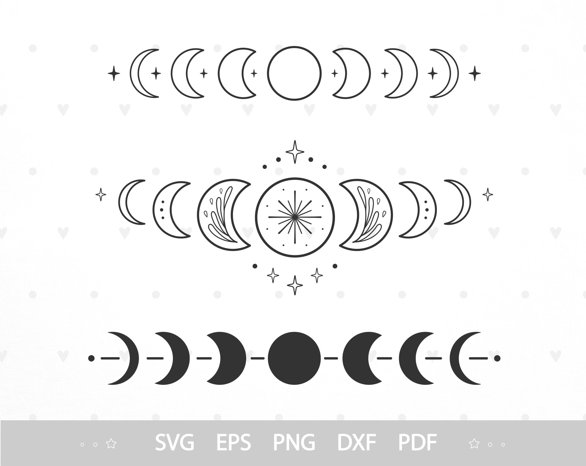 Moon Phases Svg Crescent Moon Svg File For Cricut Celestial Etsy
