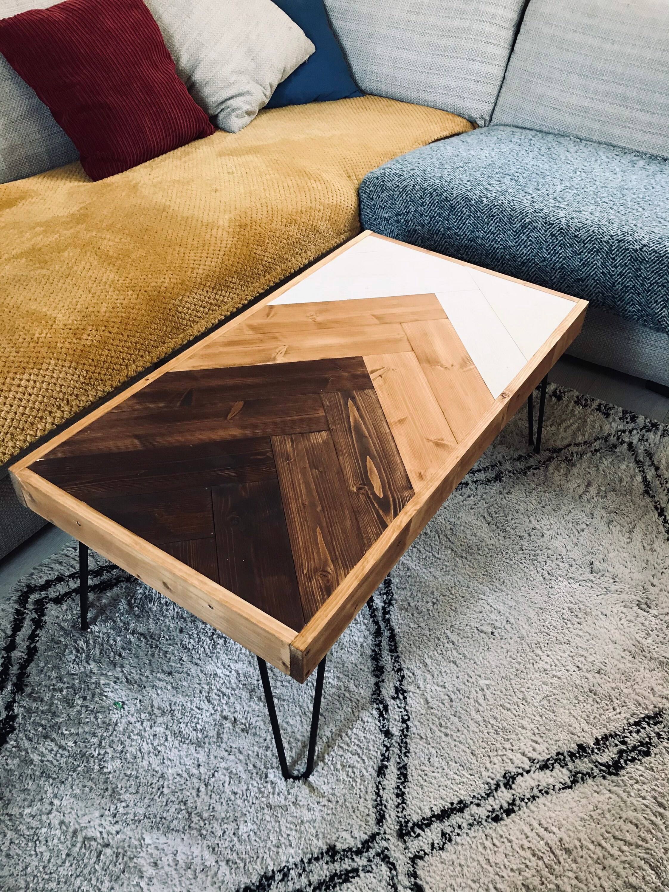 Wooden Coffee Table with hairpin legs Rustic Living Room | Etsy