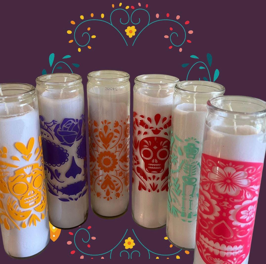 Veladoras Dia De Los Muertos, Mexican Holiday, Day of the Dead Candles ...