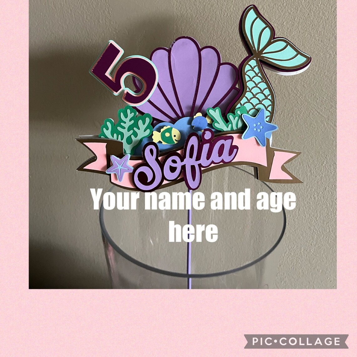 Personalized Mermaid Cake Topper, Party Editable Cake Topper, - Etsy