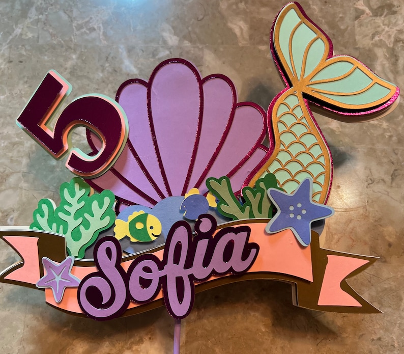 Personalized Mermaid Cake Topper, Party Editable Cake Topper, - Etsy