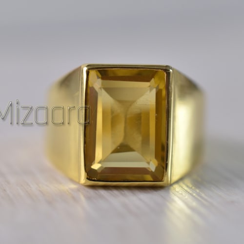 925 Sterling Silver Ring Natural Citrine Ring Men's - Etsy