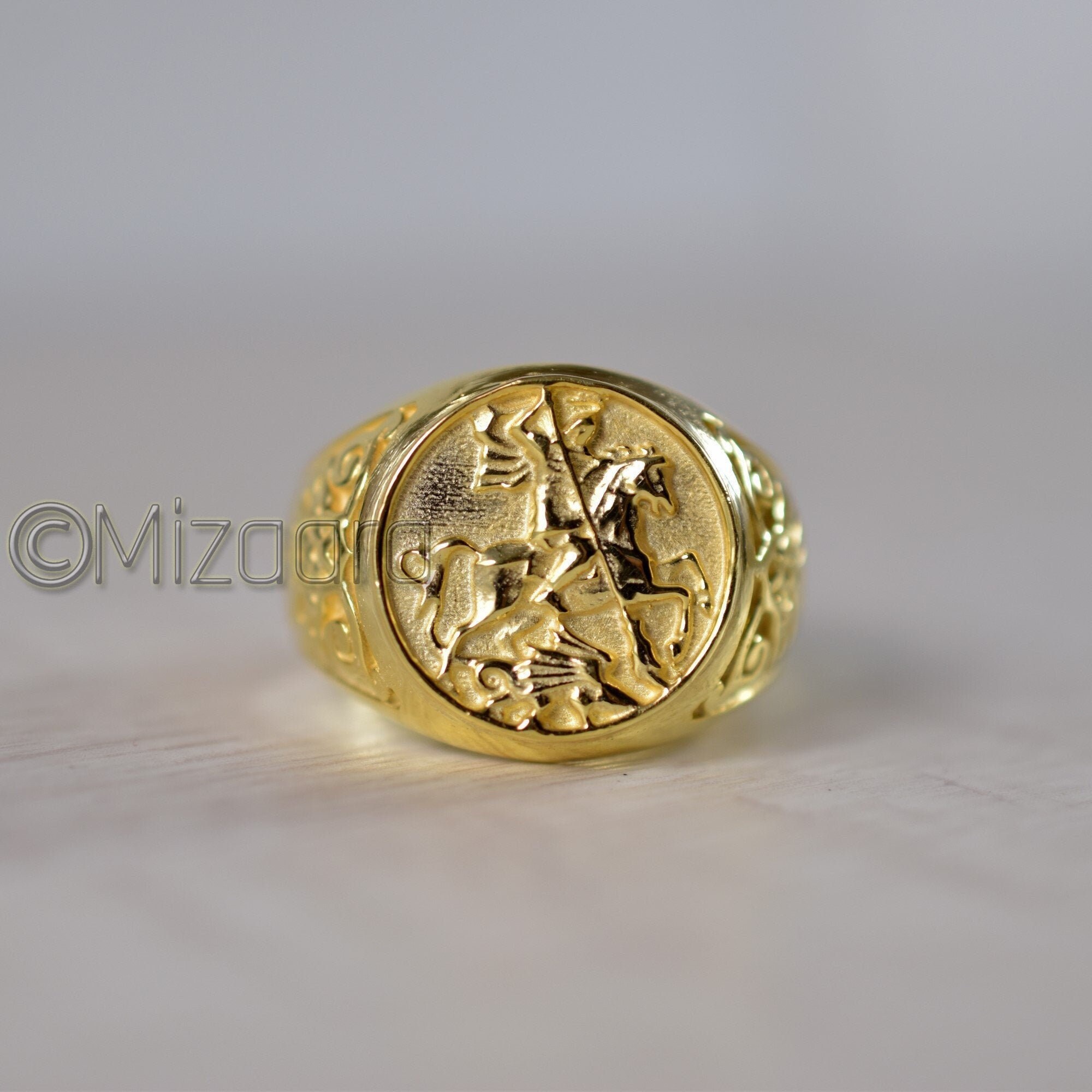 Sovereign Gold Ring 925 Sterling Silver Signet Ring Man | Etsy