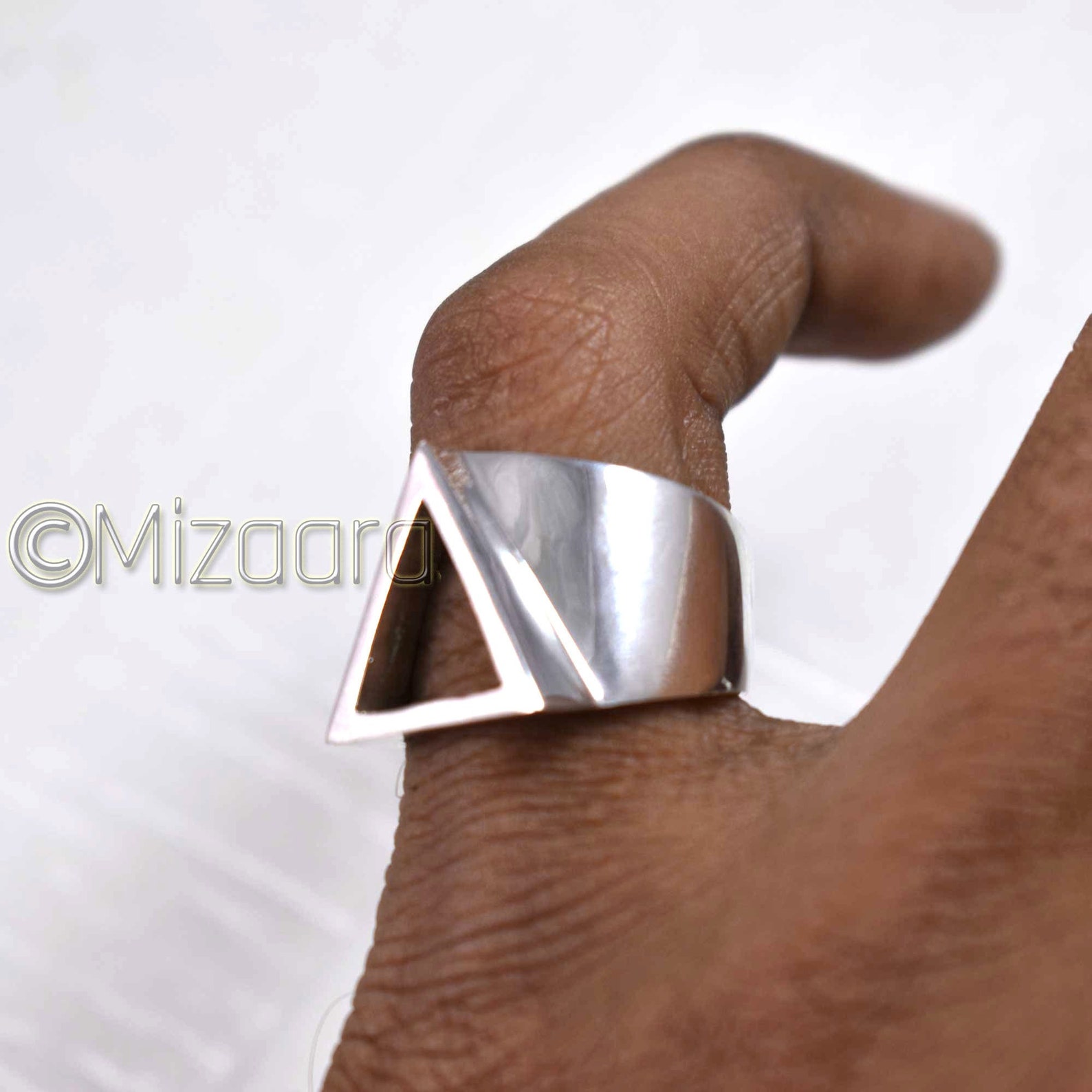925 Silver Triangle Ring Geometric Ring Men's Ring | Etsy