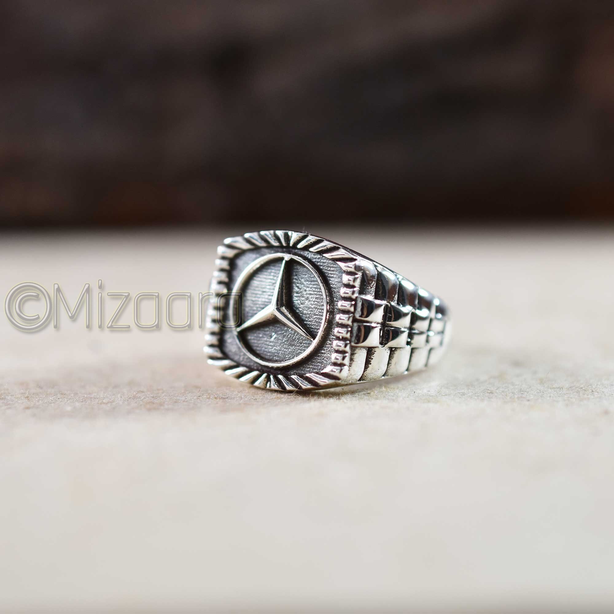 Latest Mercedes Benz Ring 3D Car Logo Design Sterling | Etsy