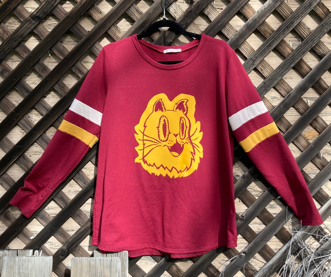 Cartoon Cat Vinyl Upcycled Thrifted Long Sleeve - Etsy