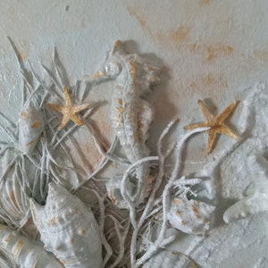 Modern Unique Seashell Coastal Art Wall Hanging, Handmade 12X 12 Beach ...