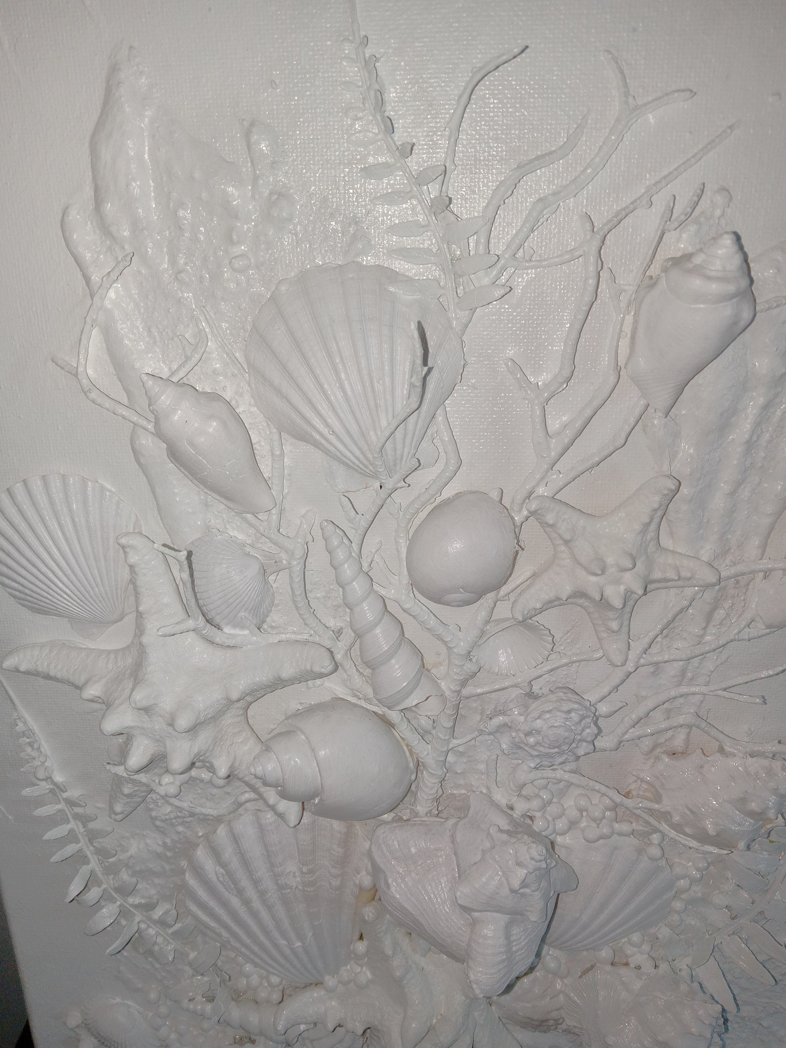 Seashell Wall Hanging, White 11x14 Unique Seashell Art, Modern Shell ...