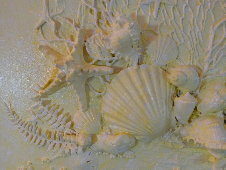 Modern Seashell Art, Coastal Wall Hanging, Handmade 20X 16 Beach Art - Etsy
