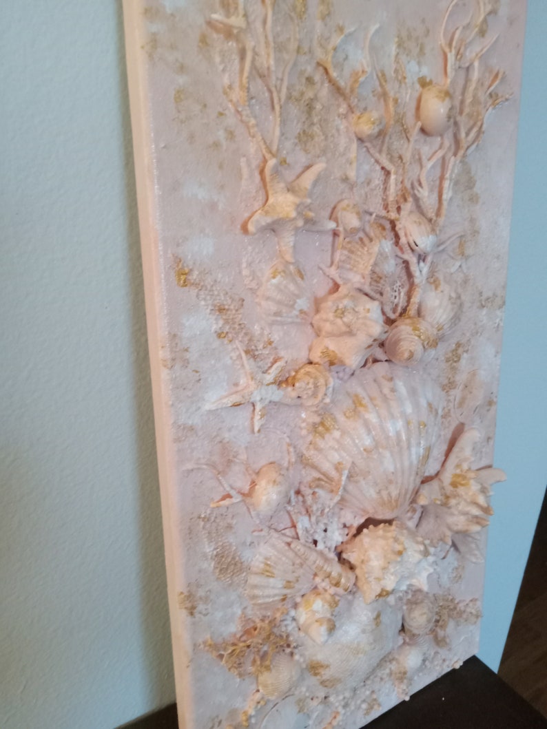 Modern Seashell Wall Hanging, Trendy 10x20 Seashell Art, Handmade Beach ...