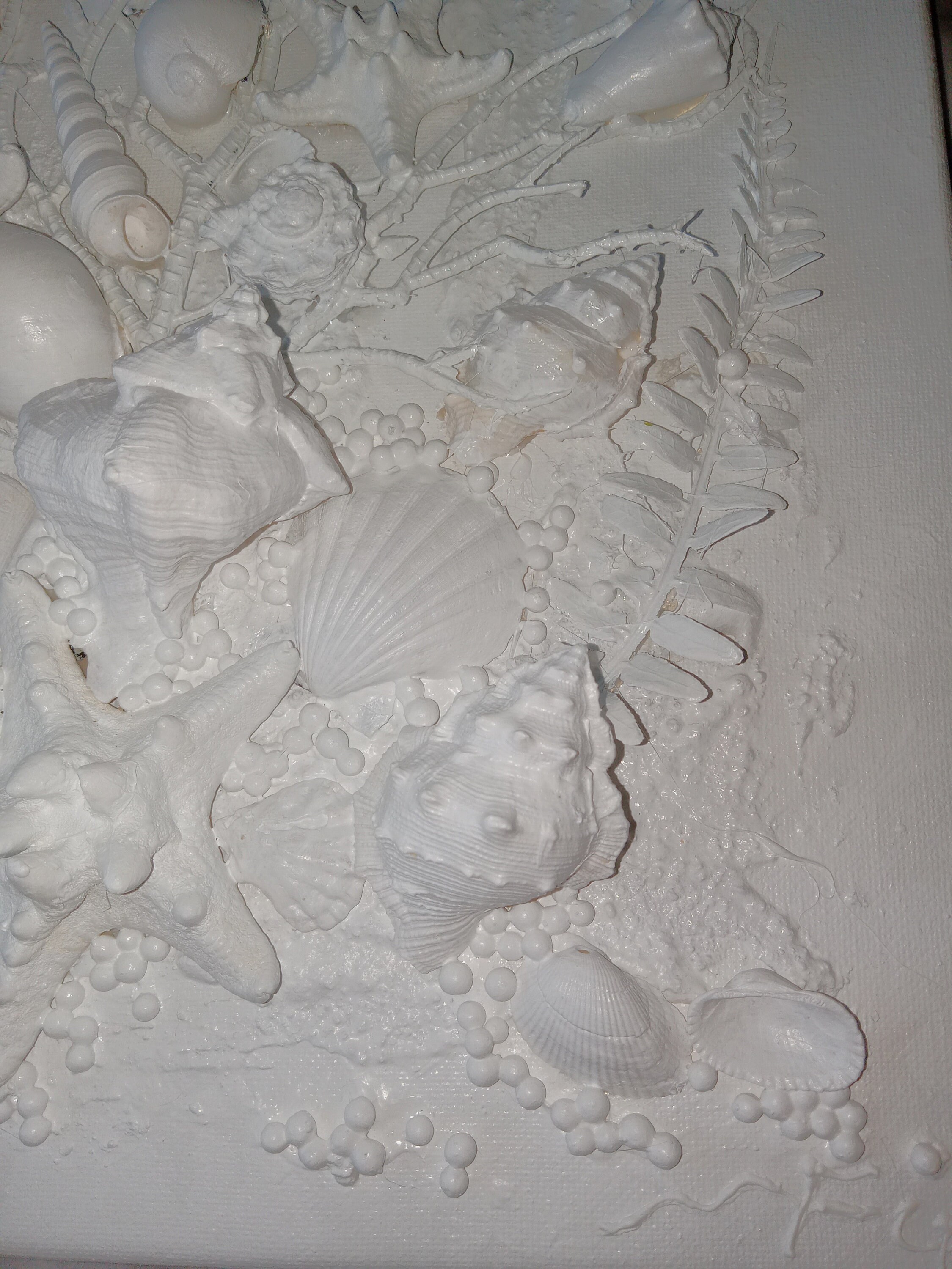 Seashell Wall Hanging, White 11x14 Unique Seashell Art, Modern Shell ...