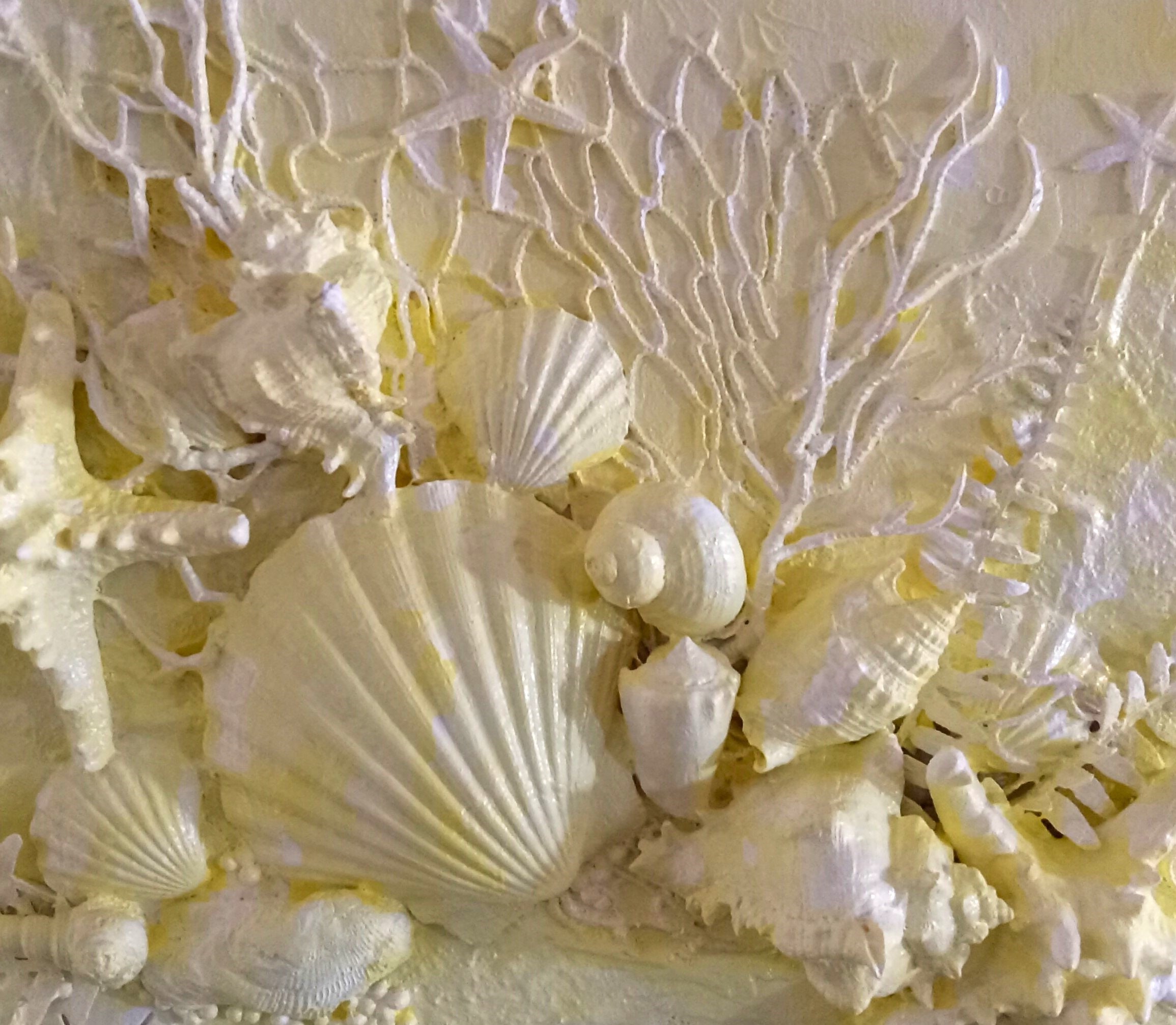 Modern Seashell Art, Coastal Wall Hanging, Handmade 20X 16 Beach Art - Etsy