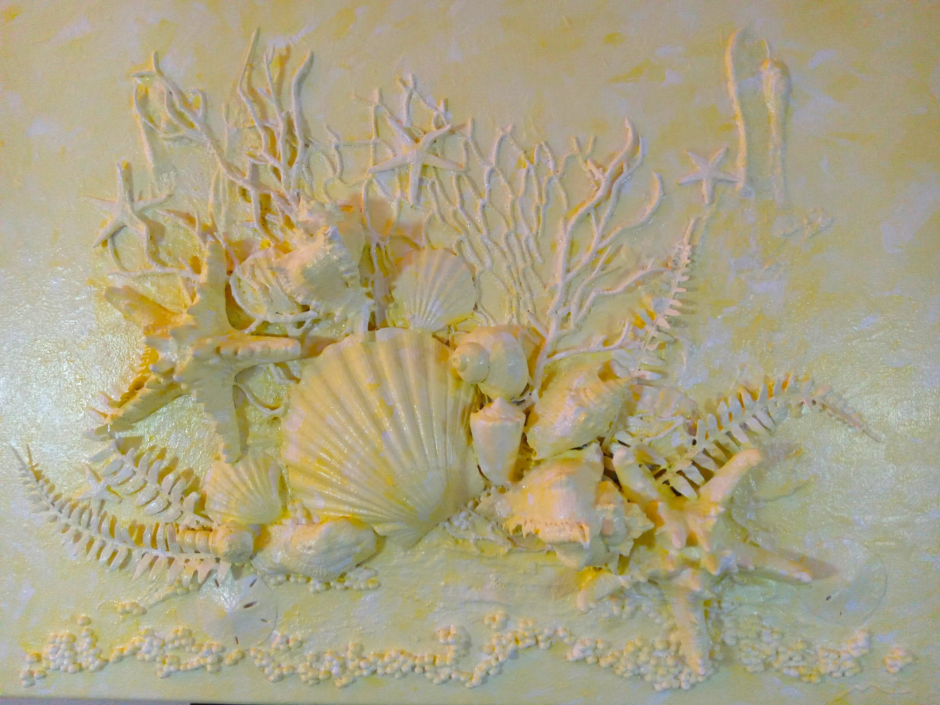 Modern Seashell Art, Coastal Wall Hanging, Handmade 20X 16 Beach Art - Etsy