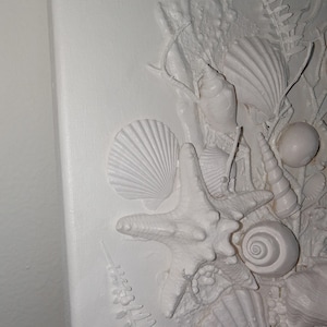 Seashell Wall Hanging, White 11x14 Unique Seashell Art, Modern Shell ...