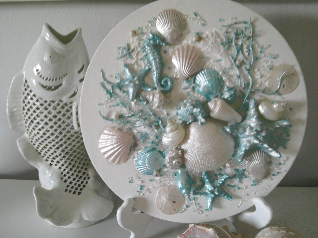 BEACH DECOR ART, Coastal Beach Art, Seashell Art, Original Organic ...