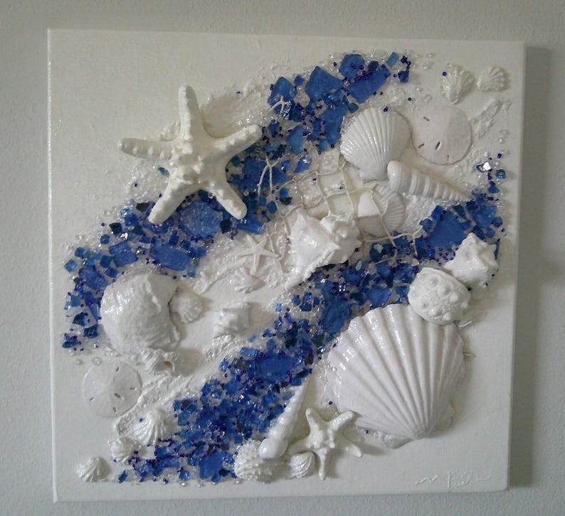 SEASHELL ART, Beach Decor, Beach Art, Coastal Gift, Unique Original ...