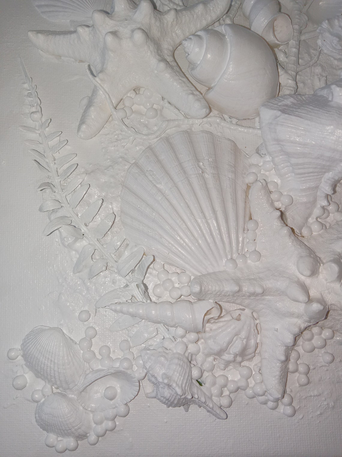 Seashell Wall Hanging, White 11x14 Unique Seashell Art, Modern Shell ...