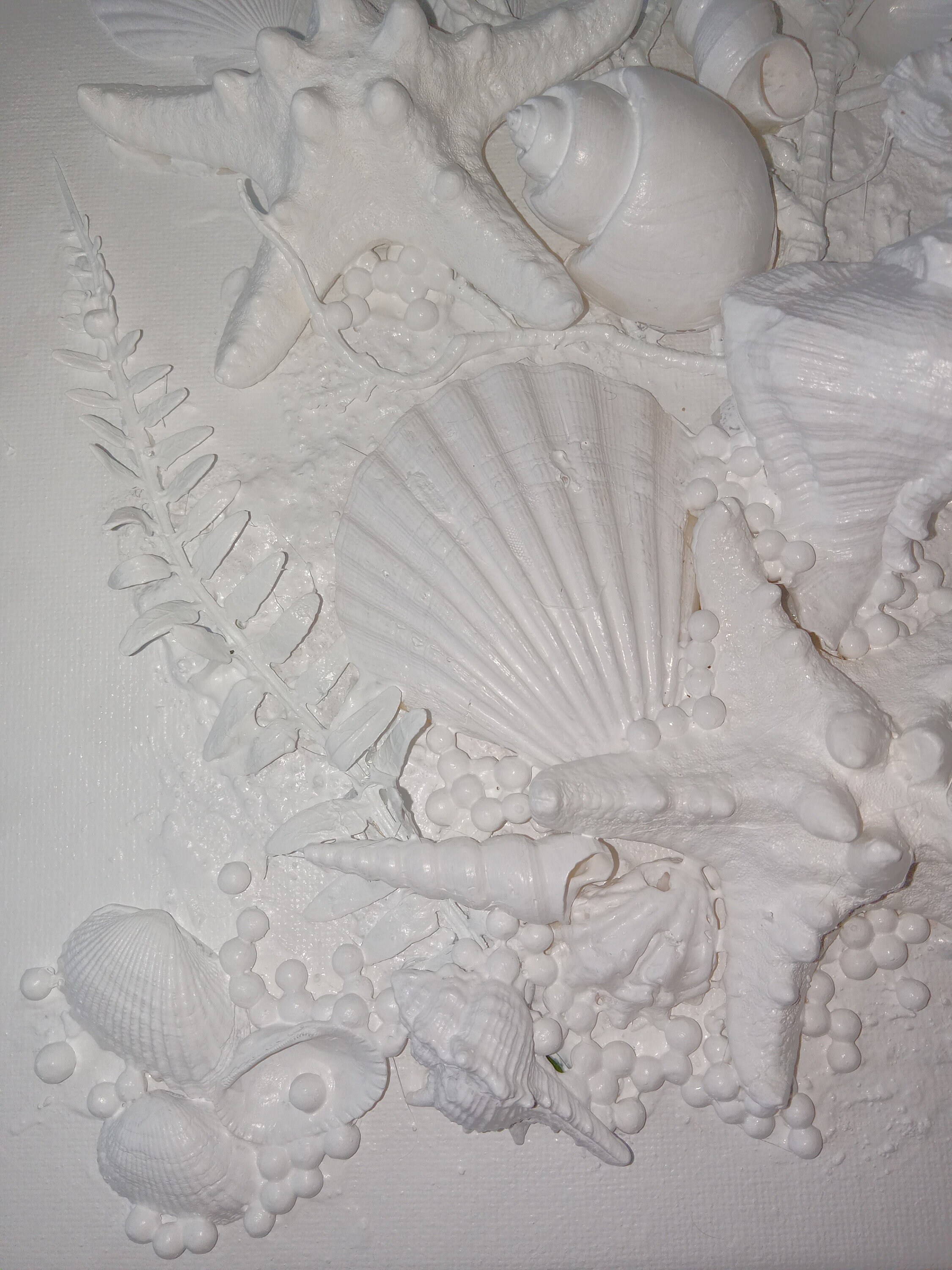 Seashell Wall Hanging, White 11x14 Unique Seashell Art, Modern Shell ...