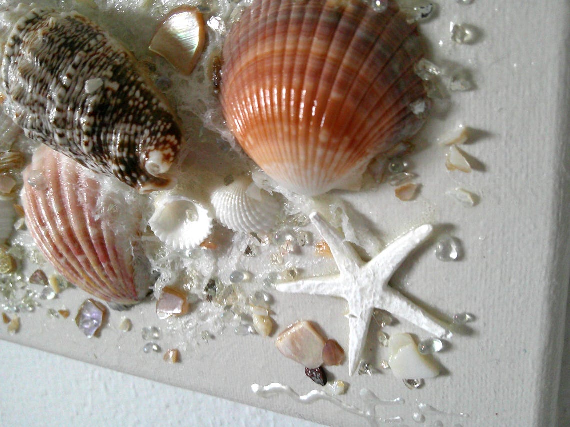COASTAL WALL ART, Unique Beach Decor Seashell Art, Beach Art, Original ...