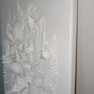 Seashell Wall Hanging, White 11x14 Unique Seashell Art, Modern Shell ...