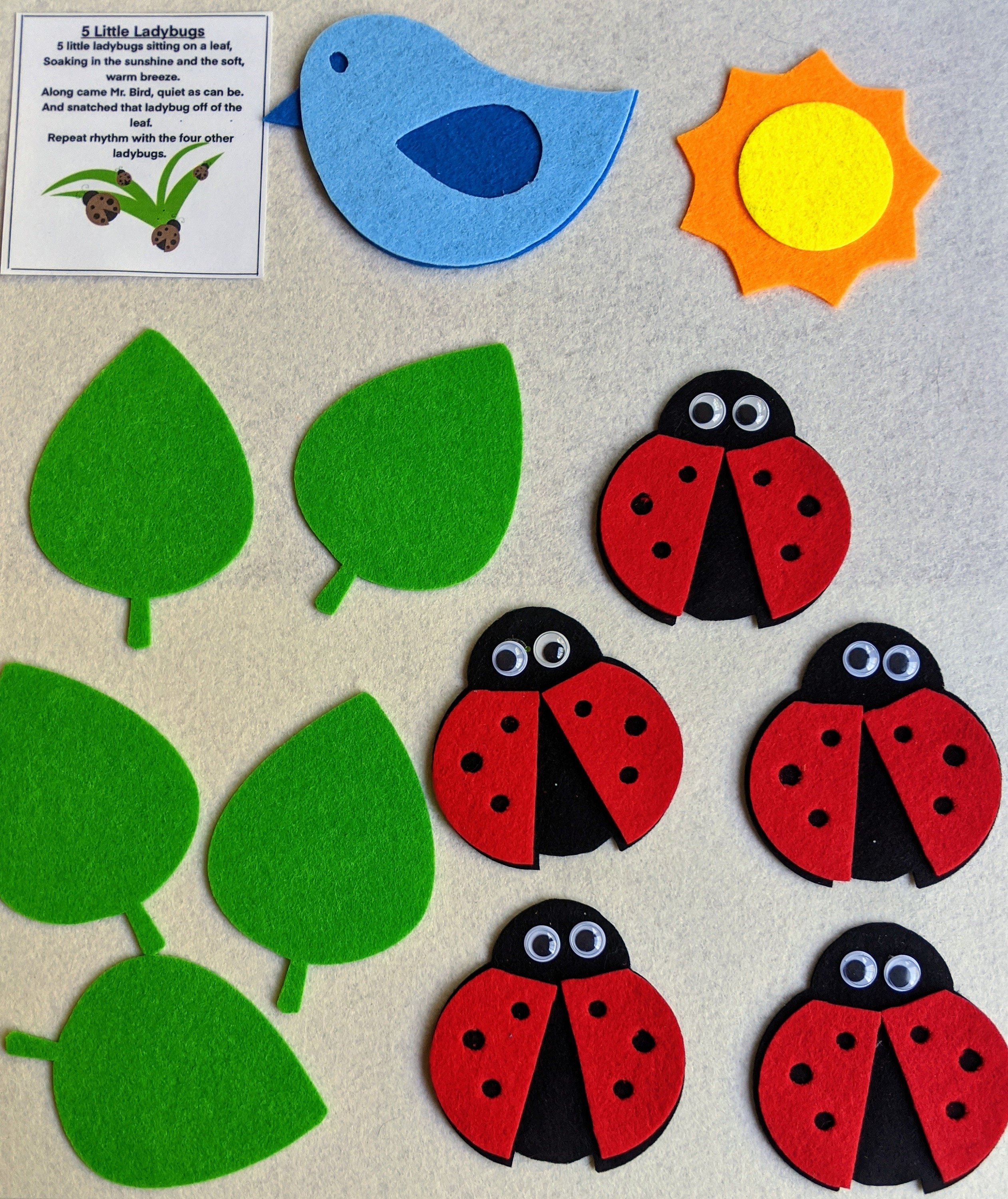 Five Little Ladybugs Felt Story 12 Pc Set Preschool Literacy - Etsy