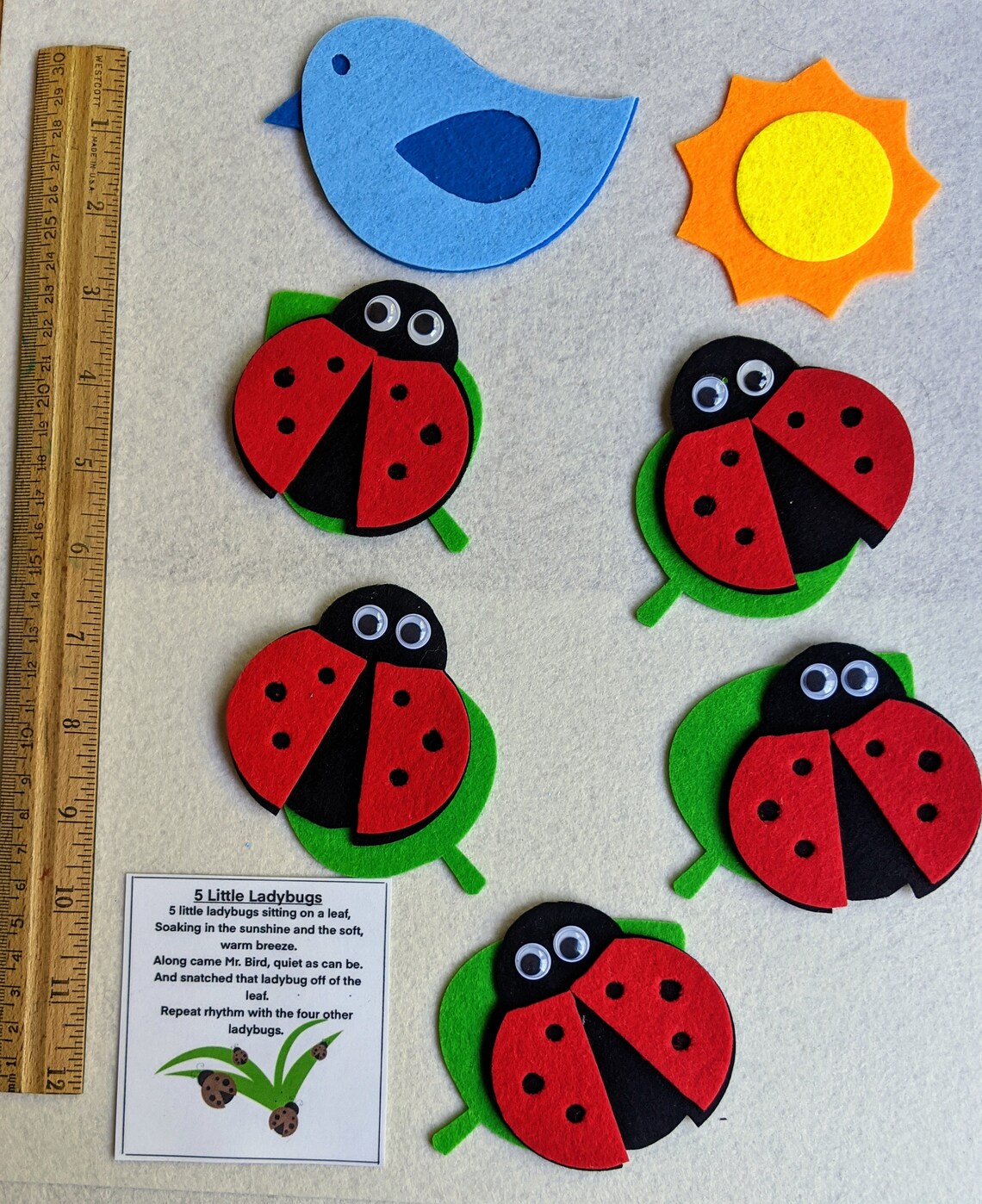 Five little ladybugs felt story 12 pc set preschool literacy | Etsy