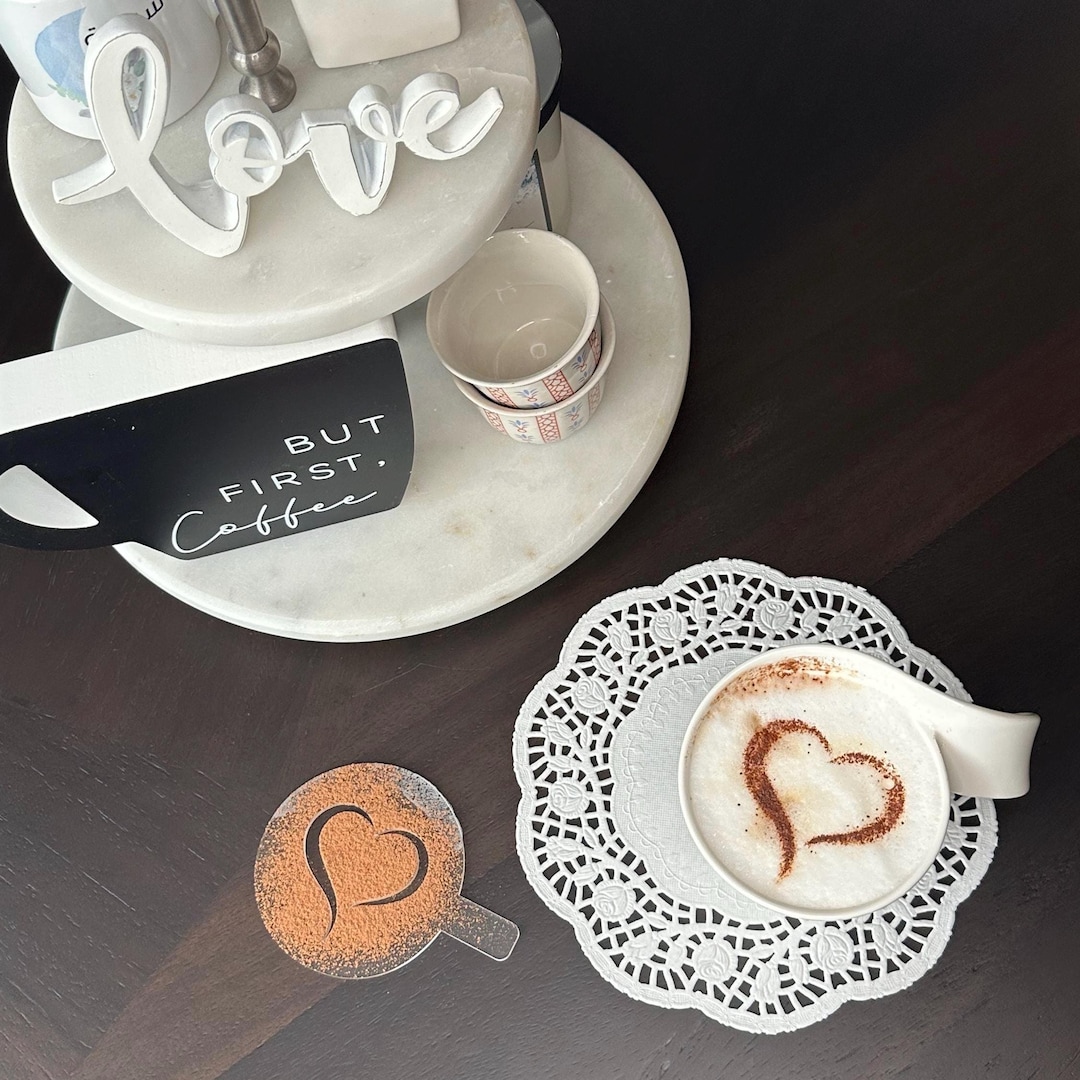 Coffee Stencil, Acrylic Coffee Stencil, Reusable Stencils, Latte Stencil, Wedding Coffee Decor ...