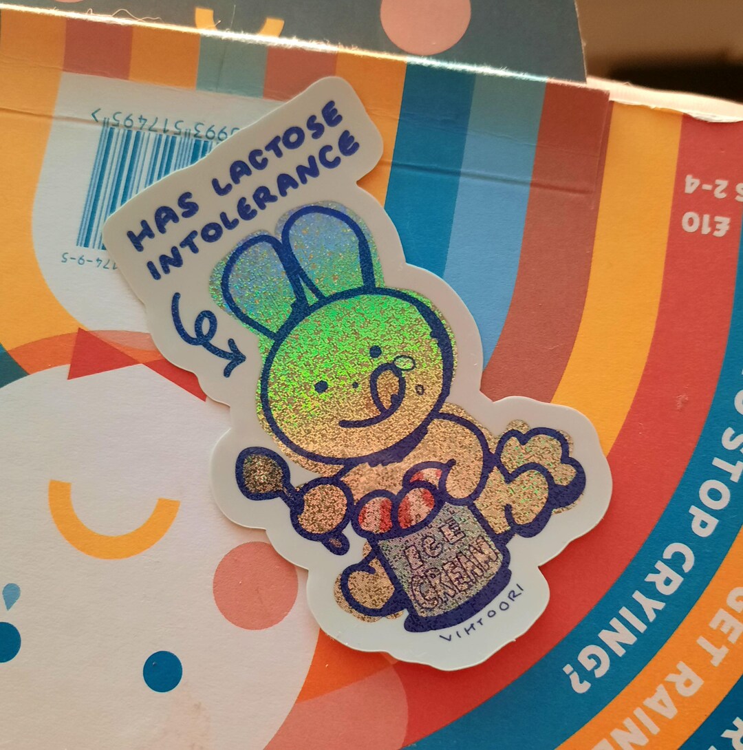 Lactose Intolerant Glitter Sticker - Etsy