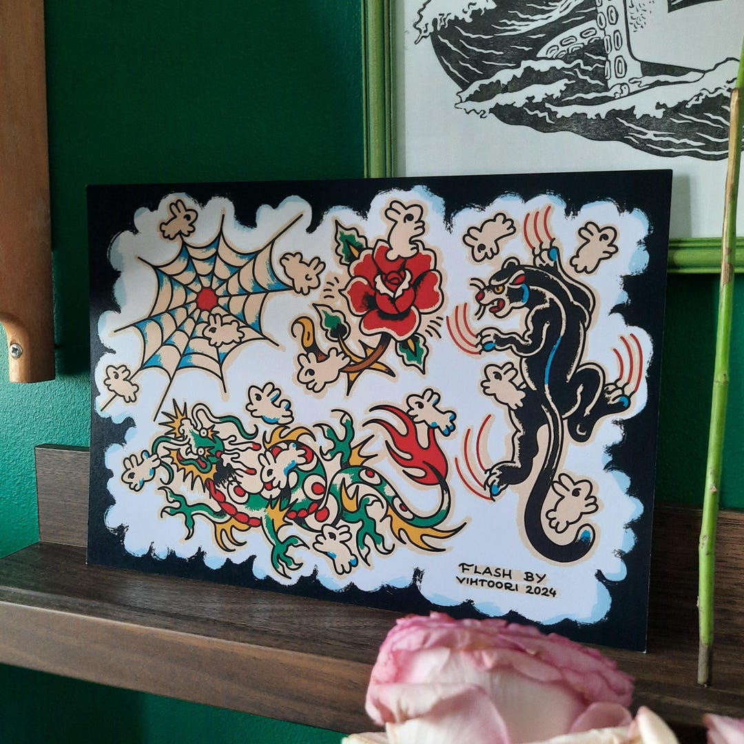 Bunnies Attack Tattoo Flash Print - Etsy