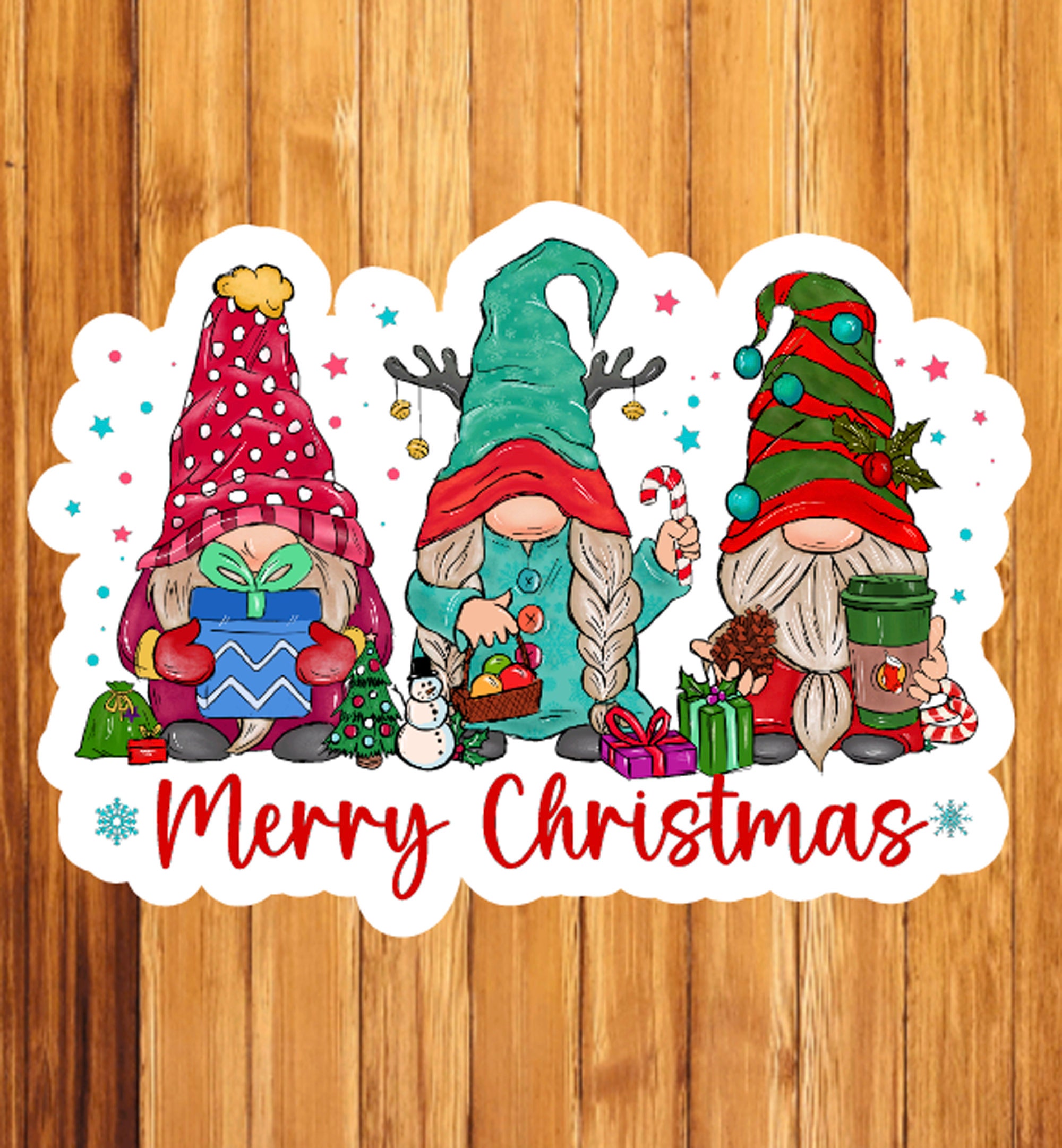 Gnome Merry Christmas Mail Sealer Sticker Sheet/christmas Sticker - Etsy