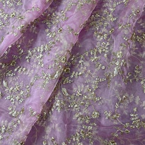 Statement Pastel Onion Lavender Color Organza Silk Dupatta With Muted ...