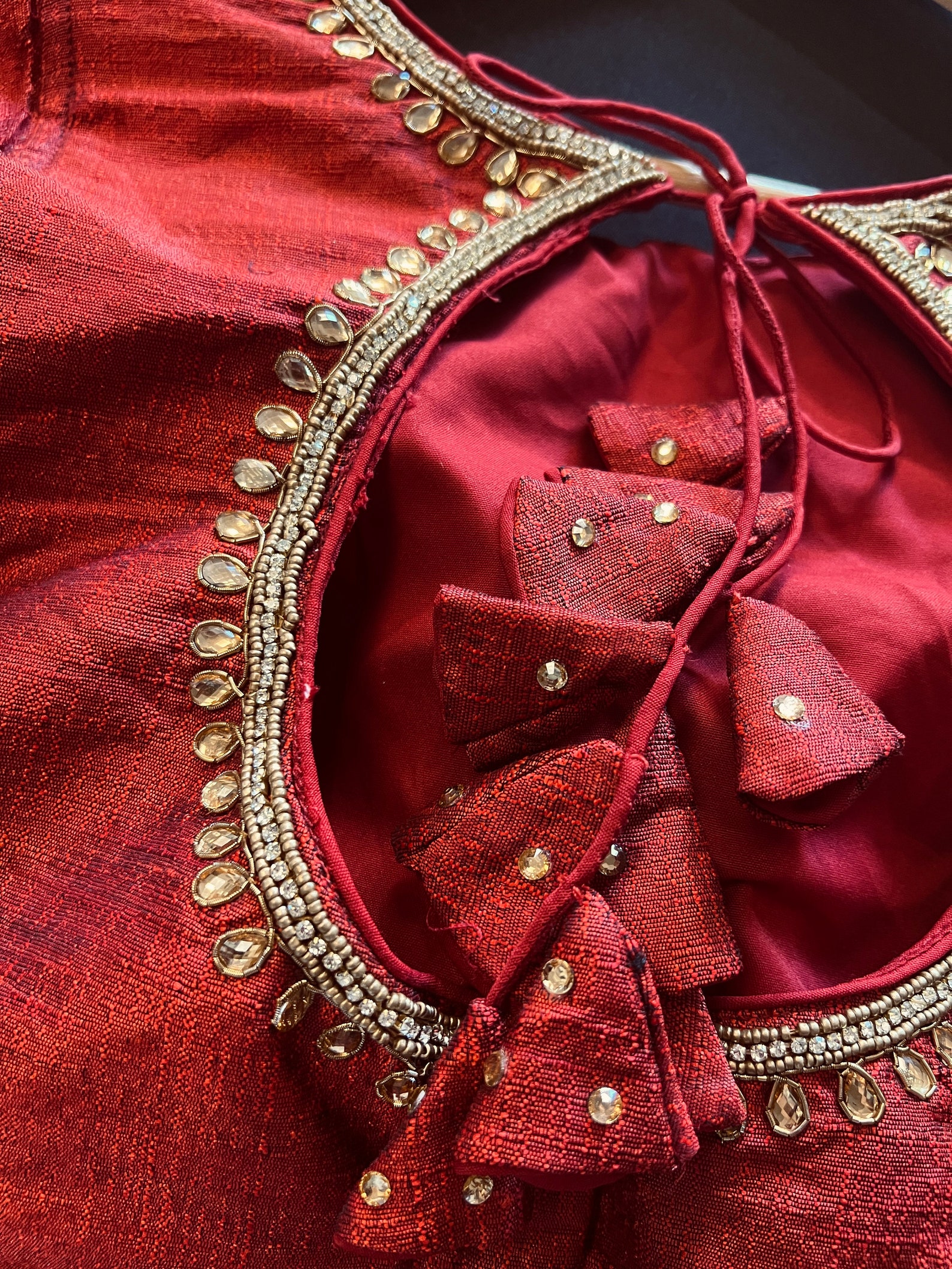 Maroon Color Raw Silk Ready to Wear Blouse | Padded Blouse | Size - 40 ...